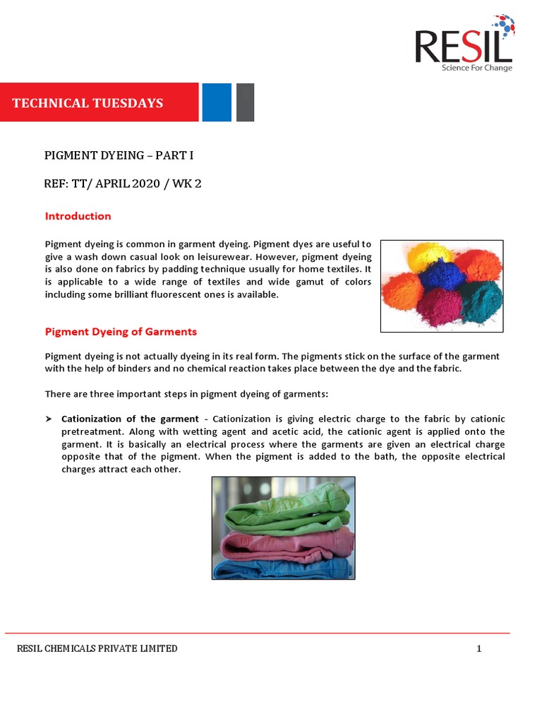 Pigment Dyeing Process Overview | PDF | Dye | Dyeing