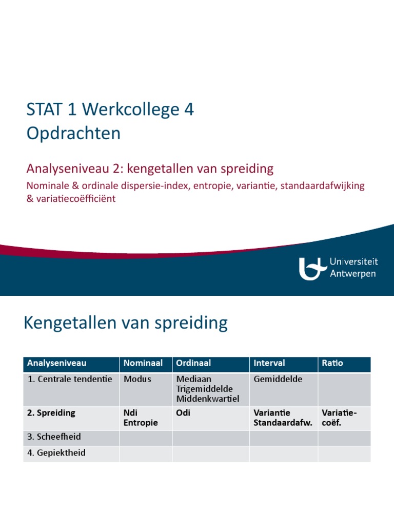 Stat1 - Werkcollege 4 - 2022-2023 - Opdrachten | PDF