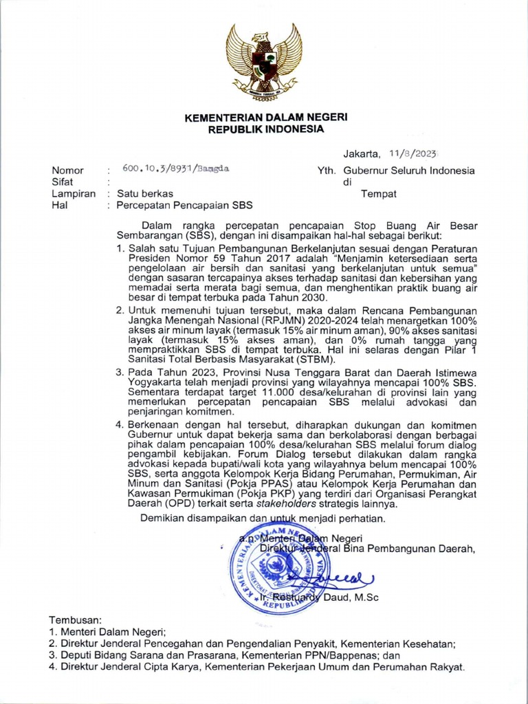 Surat Percepatan Pencapaian SBS - Cap | PDF