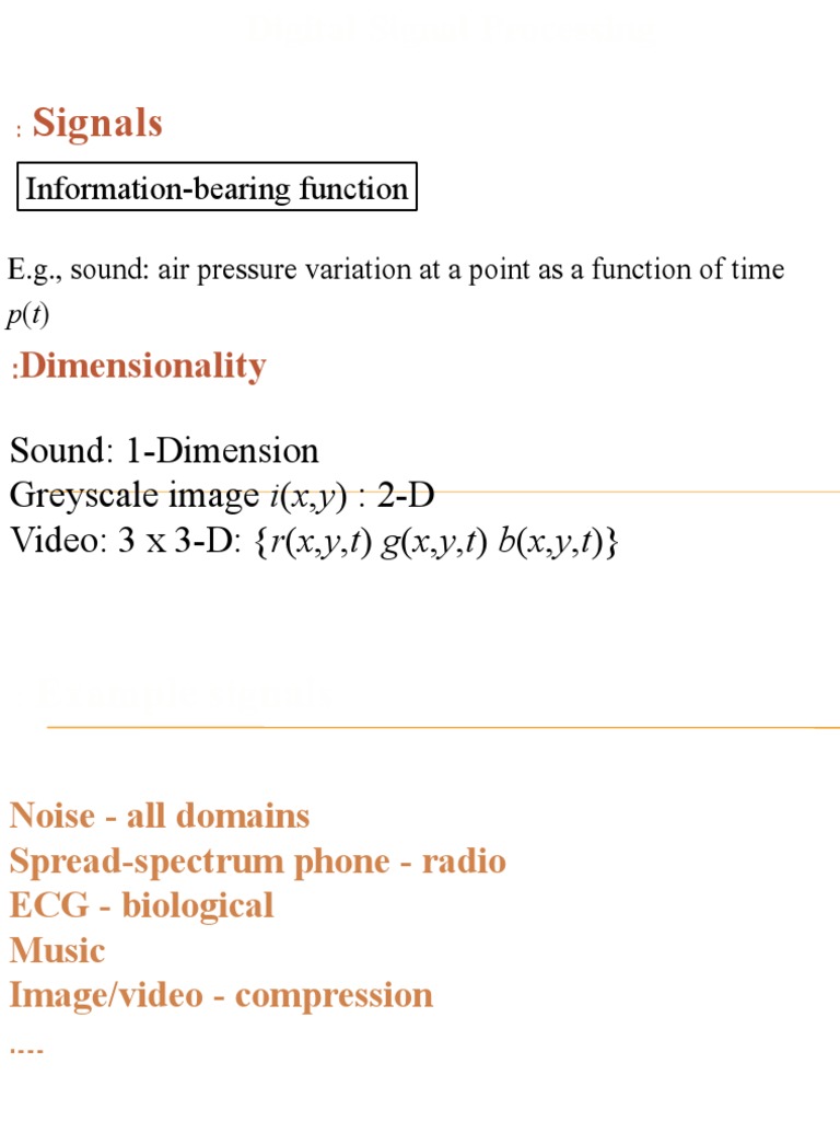 Signals: E.g., Sound: Air Pressure Variation at A Point As A Function ...