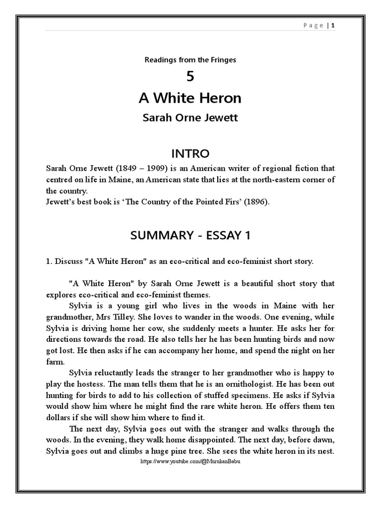 A White Heron COMPLETE NOTES | PDF
