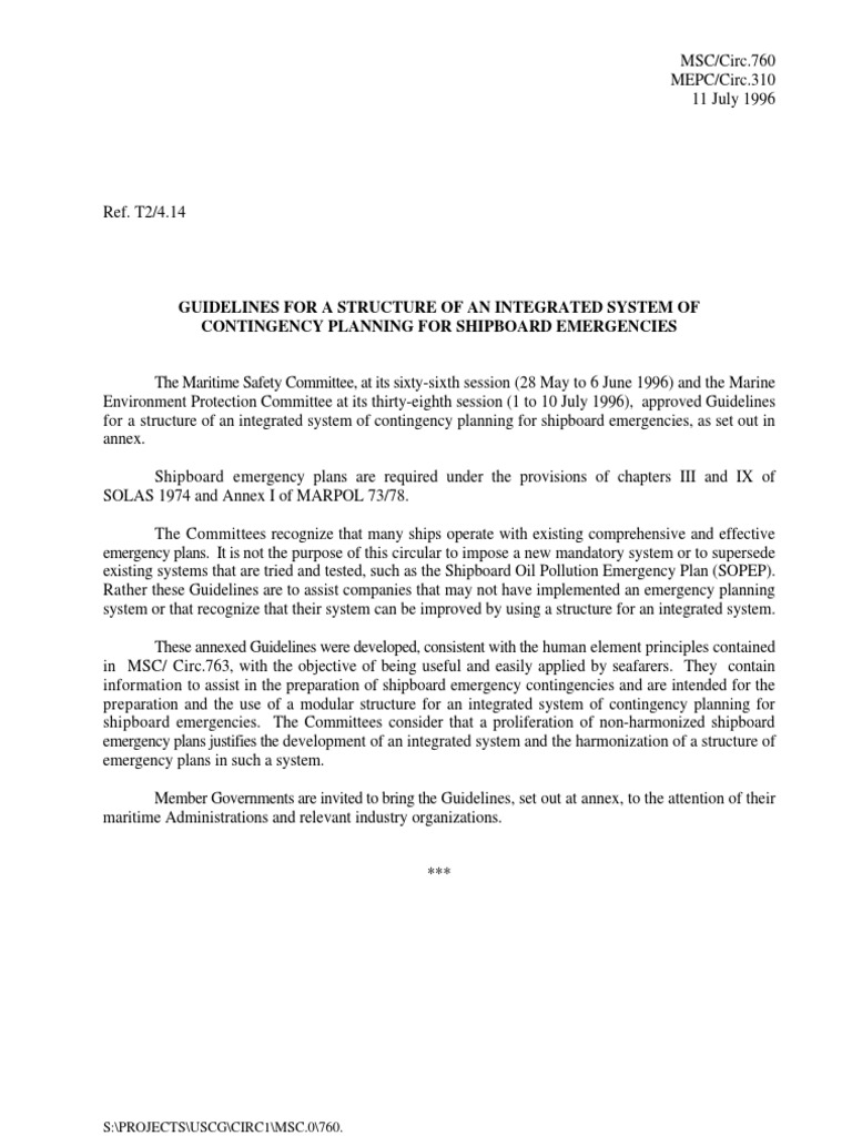 Guidelines For A Structure of An Integrated System of Contingency ...