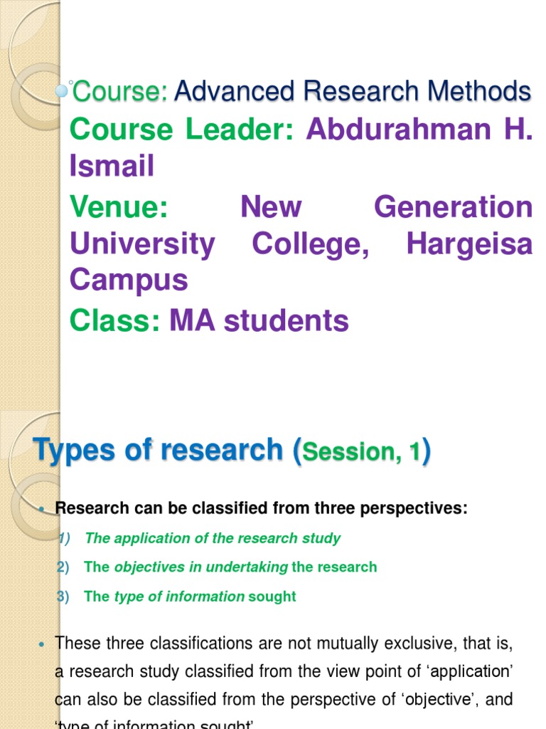 Introduction To Advanced Research Methods (Part, II) | PDF