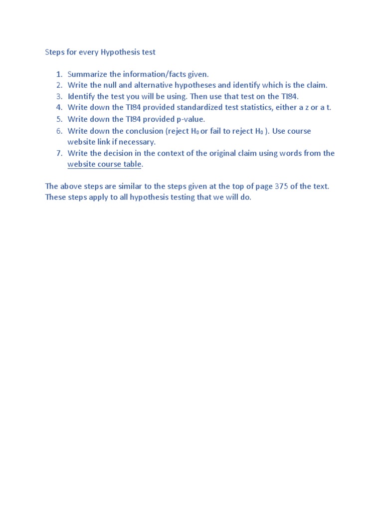 Hypothesis Testing Steps Pdf