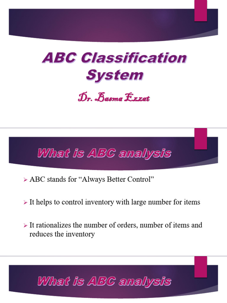 OR511 - Lect-2 - ABC Classification System - 1 | PDF | Inventory ...