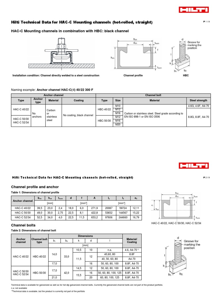 Hilti - Technical Data Sheet - CIC Mounting On Plate | PDF | Bending | Mechanical Engineering