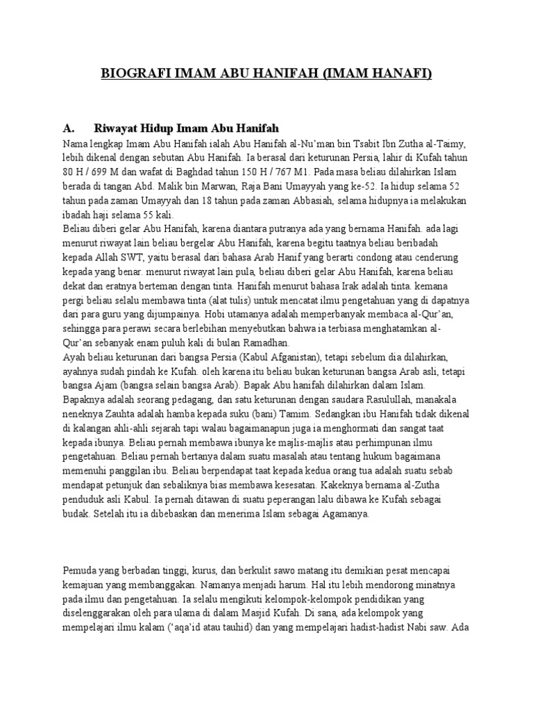 Biografi Imam Abu Hanifah | PDF