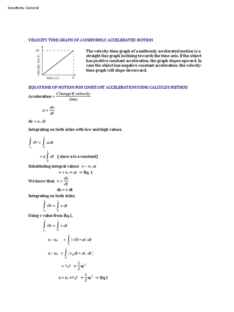 Calculus Method for Motion Equations | PDF | Acceleration | Velocity