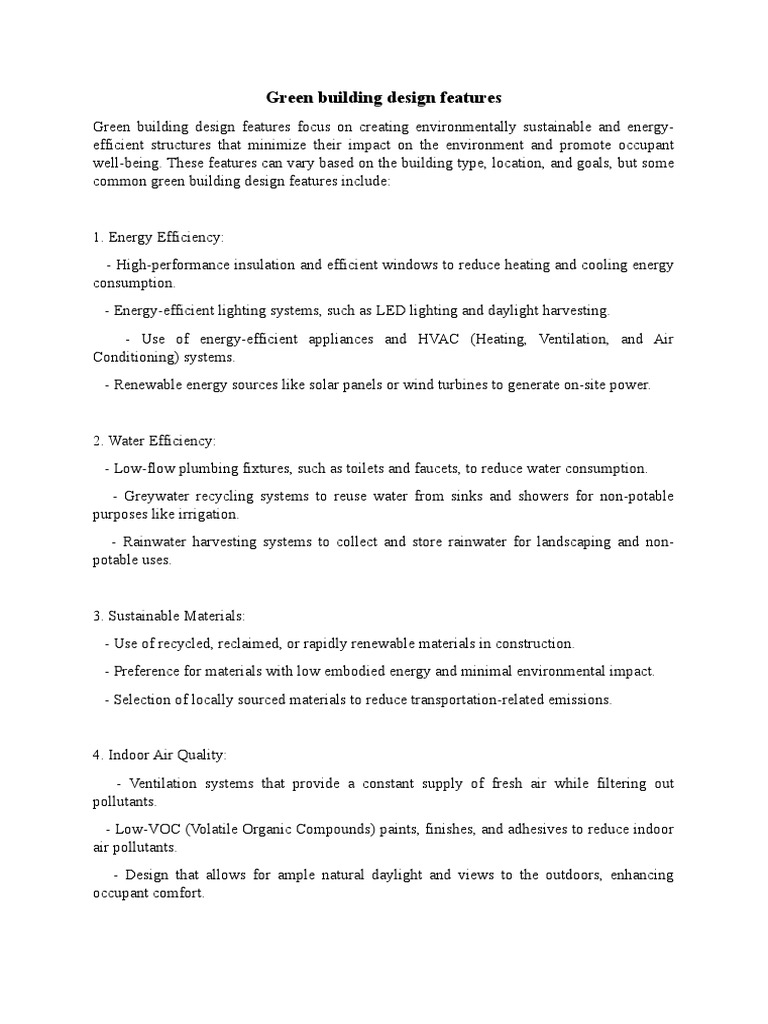 Green building design features | PDF | Green Building | Efficient ...