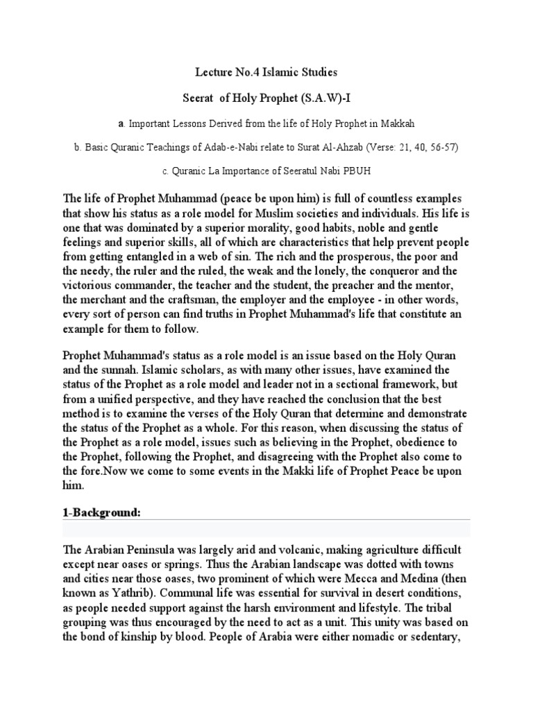 Seerat of Prophet Muhammad: Key Lessons | PDF | Muhammad | Umar