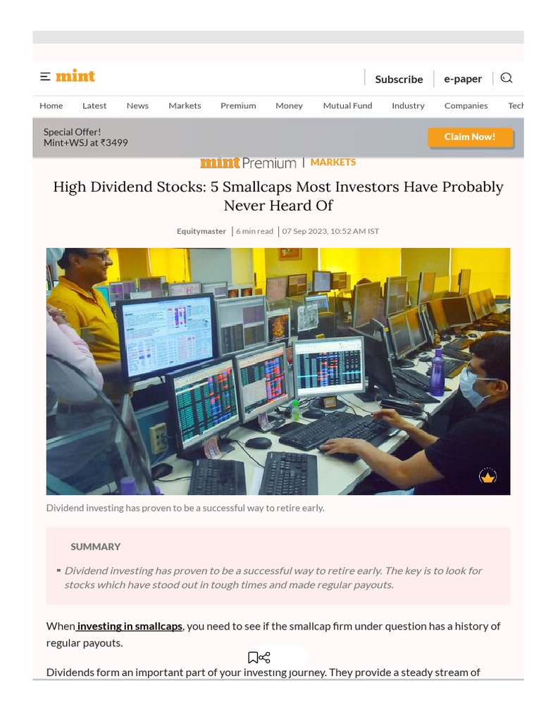 WWW Livemint Com Market Stock Market News High Dividend Stocks 5 ...