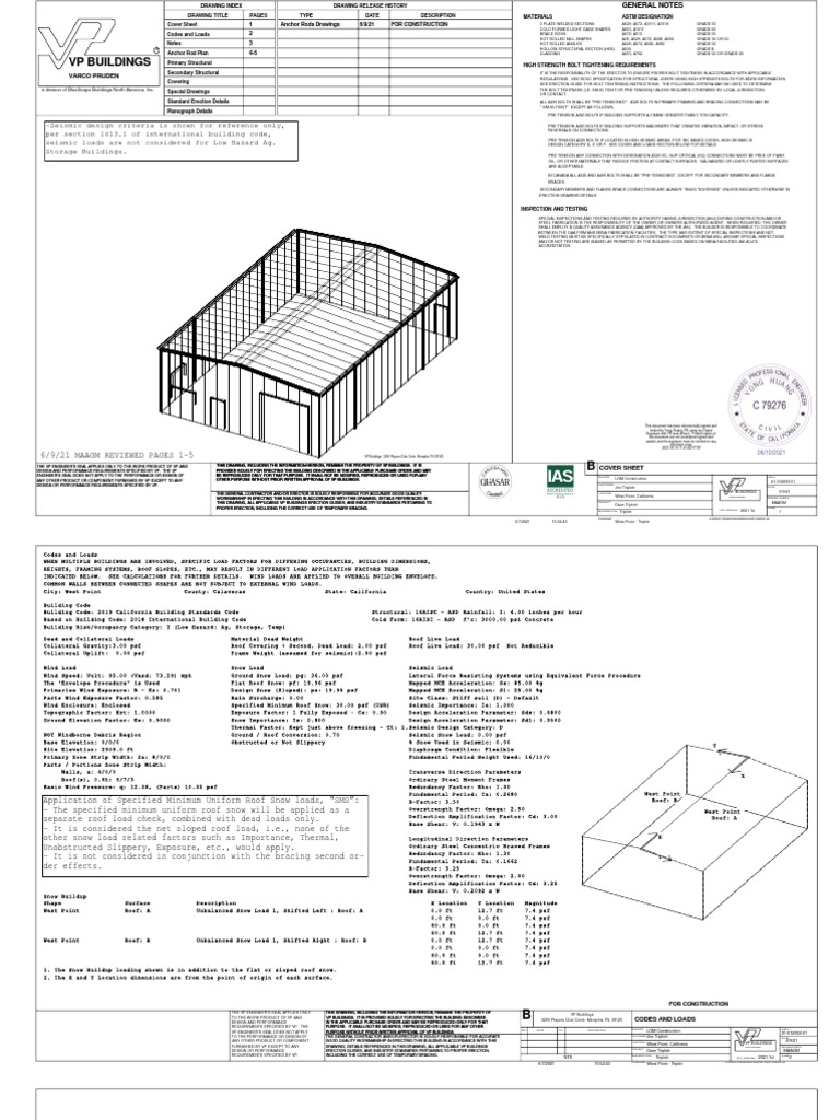 VP Buildings Erection Drawing Details | PDF | Screw | Roof