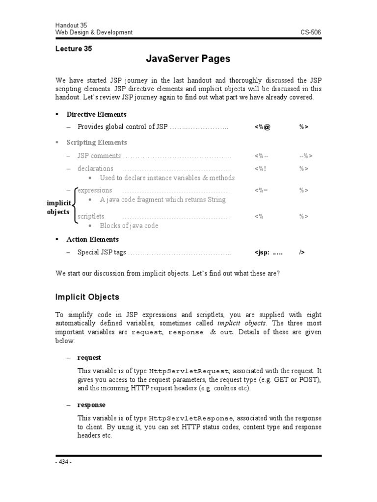 Lecture 35 | PDF | Java Server Pages | Java Servlet
