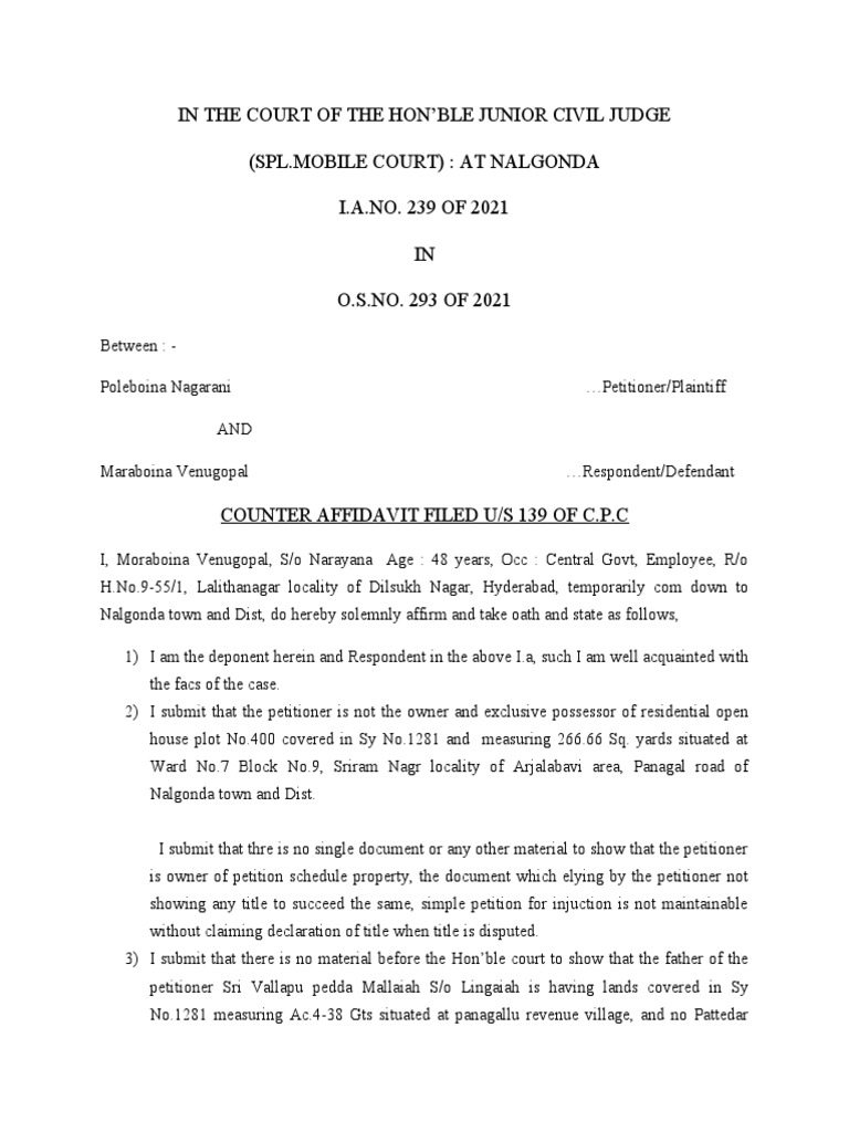 Counter Affidavit | PDF | Complaint | Pleading