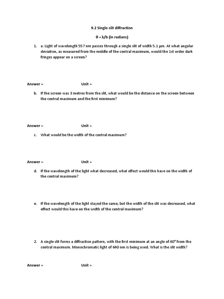 9 2 Single Slit Diffraction Pdf