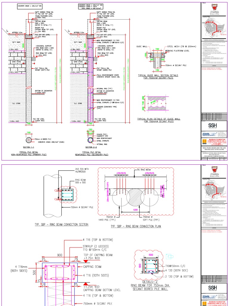 Secant Pile Layout for Pumping Station | PDF