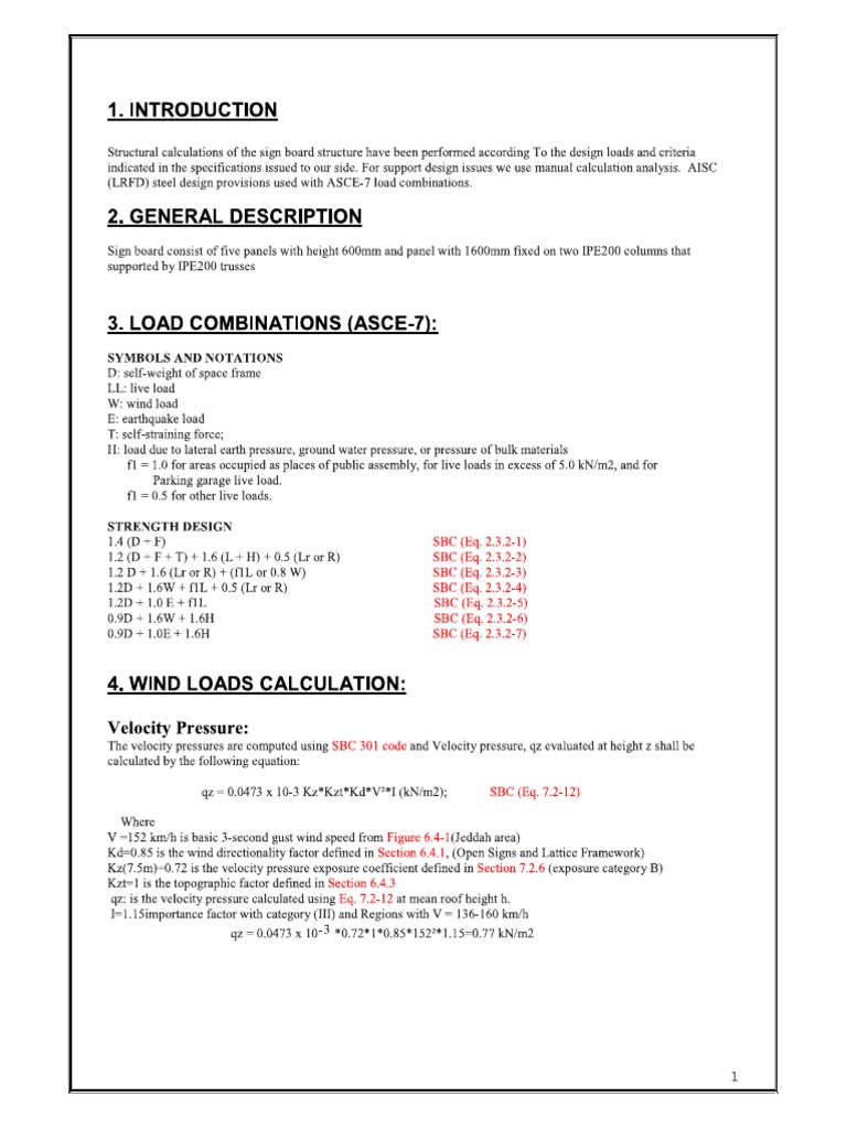 Sign Board Calculation Sheets | PDF