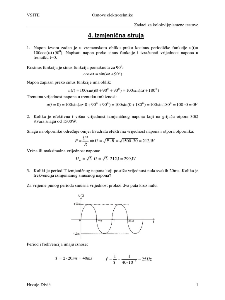 OET - Zbirka Zadataka Izmjenicna Struja v2 | PDF