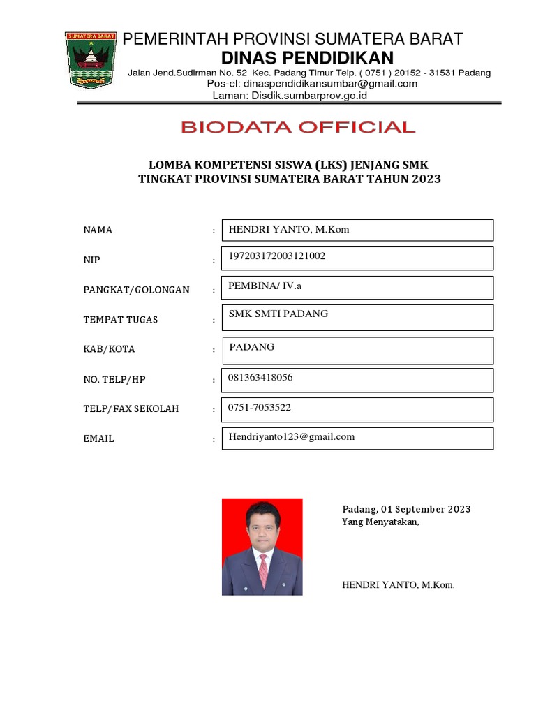 Biodata Official Lks | PDF