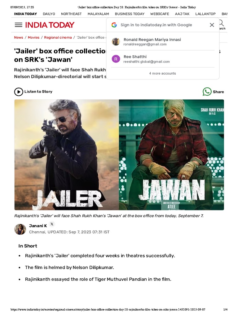 'Jailer' Box Office Collection Day 28 - Rajinikanth's Film Takes On SRK's 'Jawan' - India Today ...