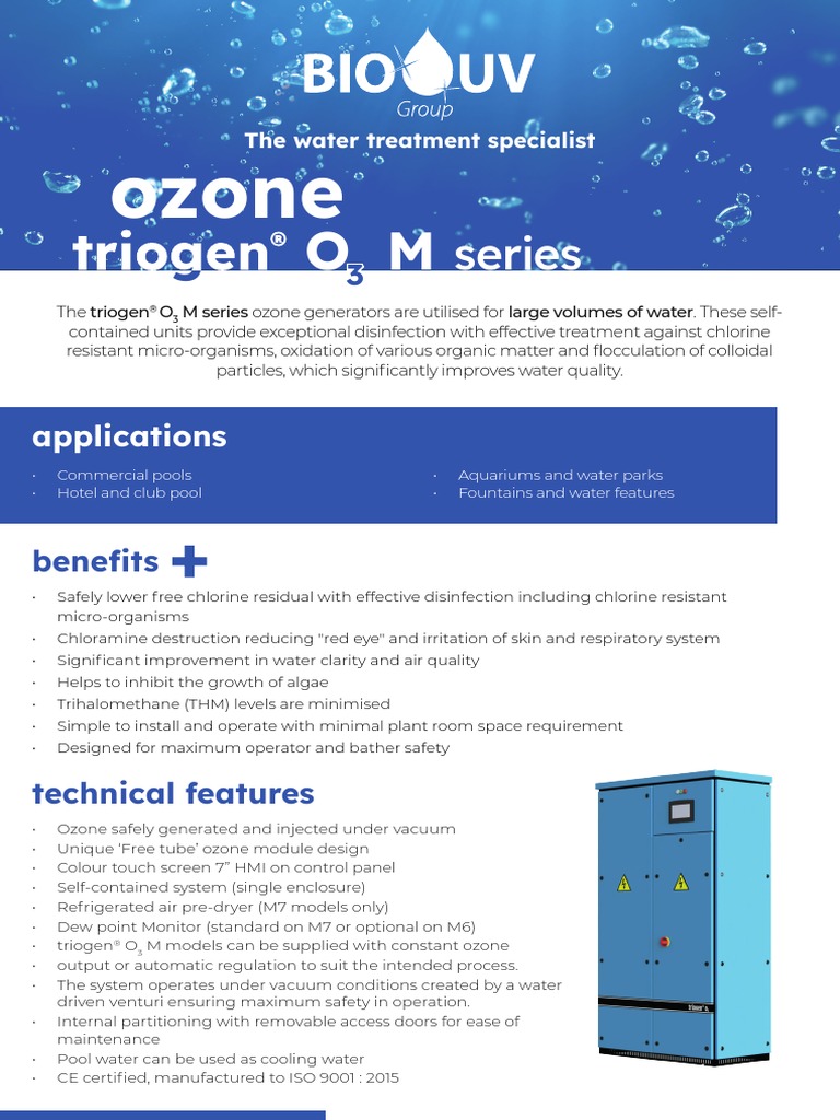BIO UV - Triogen - Datasheet Ozone O3 M | PDF | Water Purification | Ozone