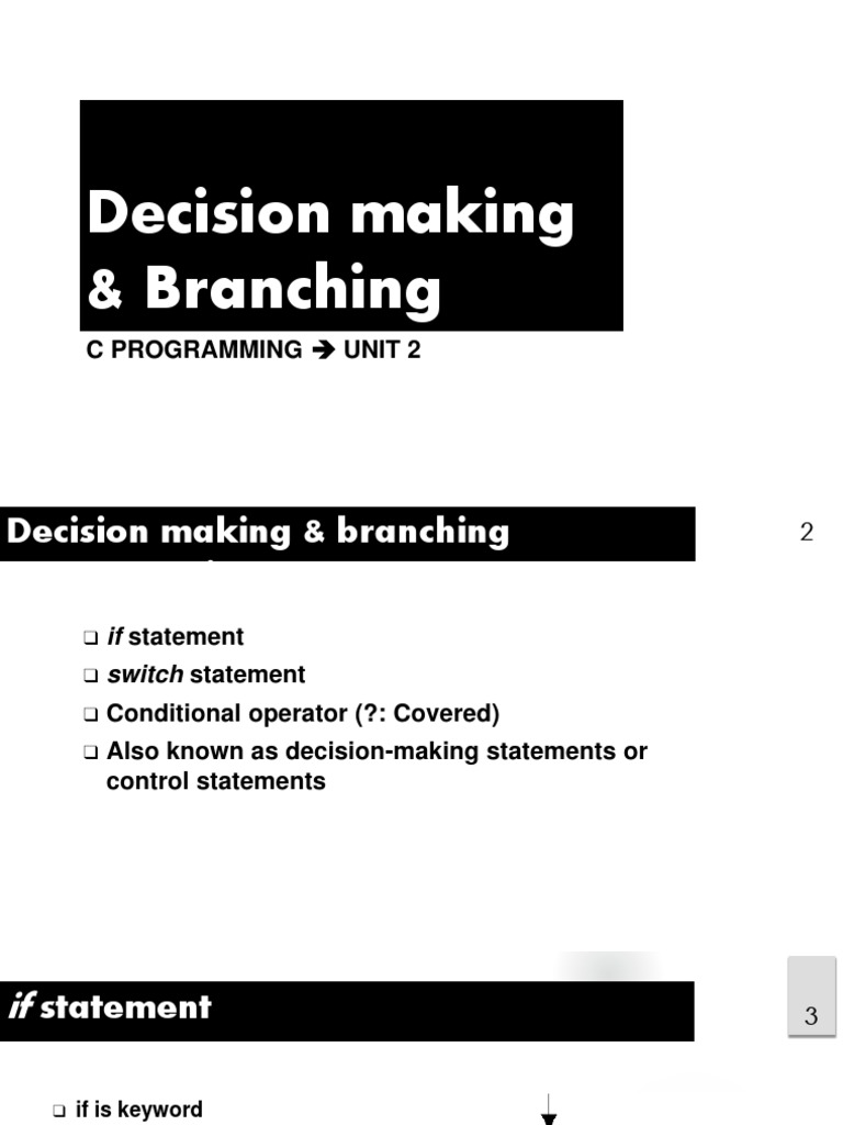 Unit 2 - II Decision making and Branching | PDF | Software Development | Grammar