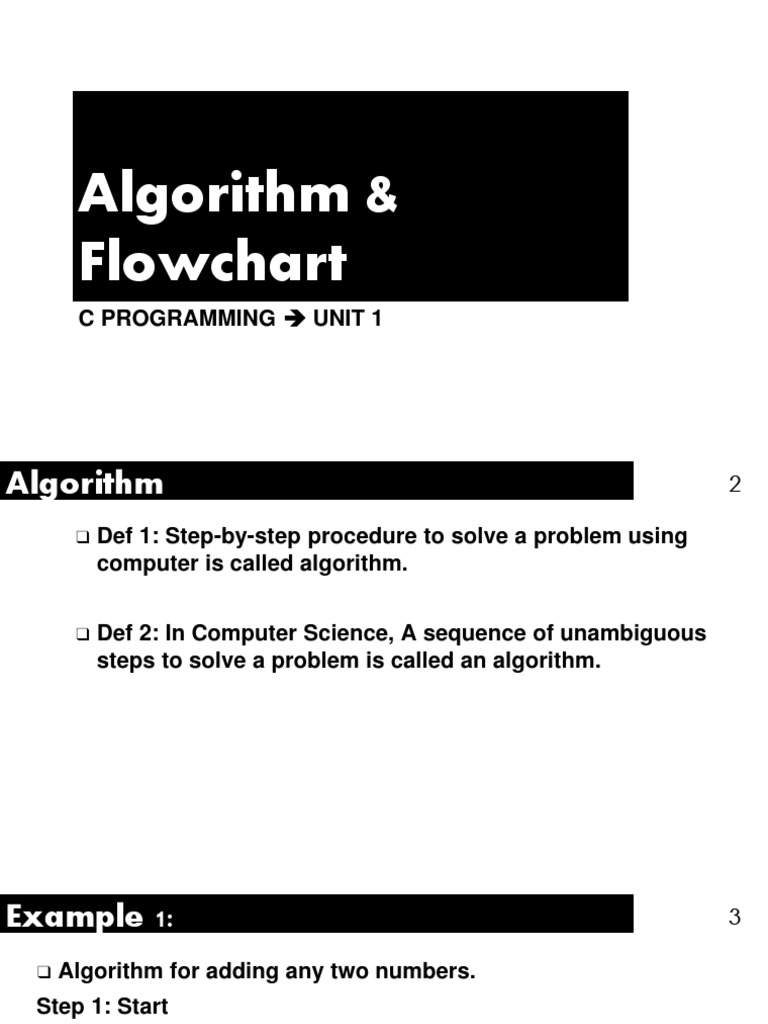 Unit 1 - I Algorithms and Flowcharts | PDF | Algorithms | Mathematics