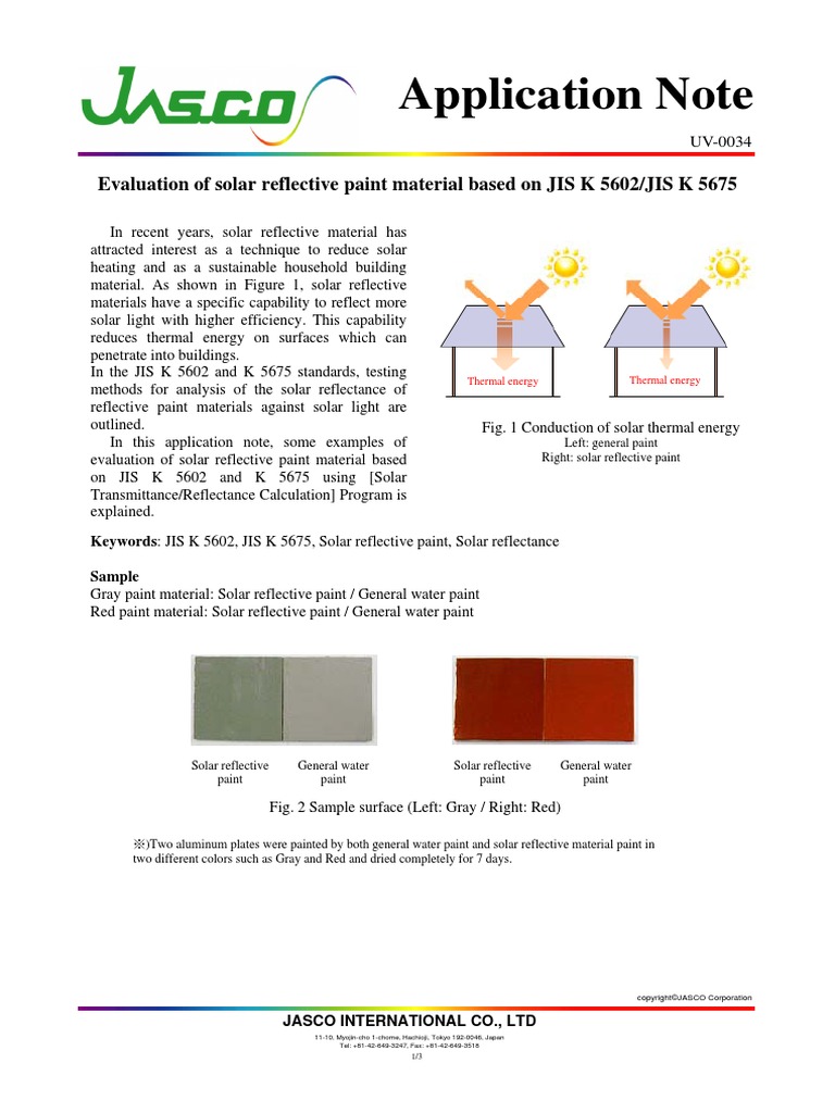 Evaluation of Solar Reflective Paint Material Based On JIS K 5602JIS K 5675 | PDF | Ultraviolet ...