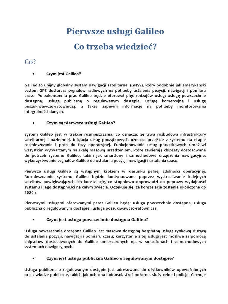 Co Trzeba Wiedziec o Galileo 2 | PDF