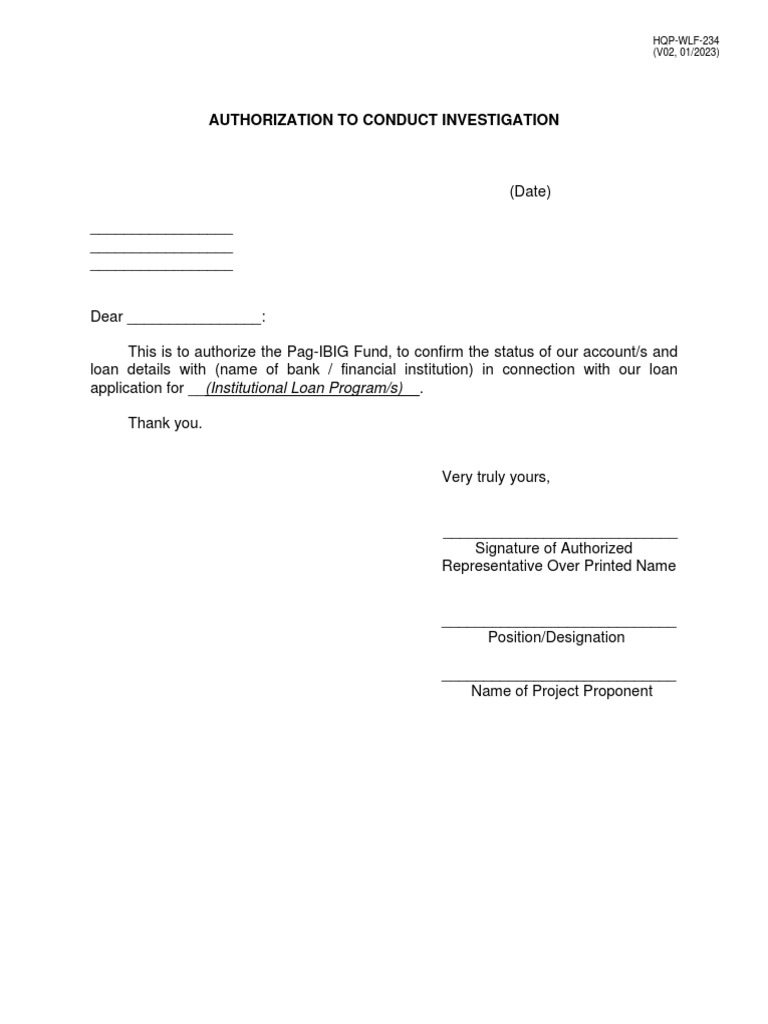 Pag-IBIG Loan Verification Authorization | PDF