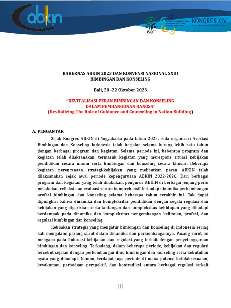 Draft TOR Rakernas Dan Konvensi ABKIN XXIII 2023 | PDF