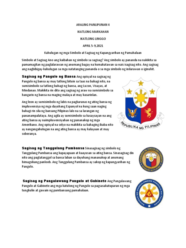 Handouts in Ap 4 Q3 WK 3 | PDF