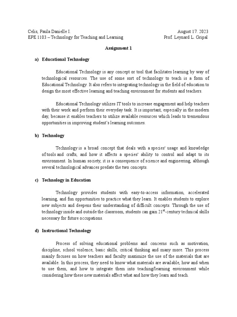 CELIS, PAULA DANIELLE I. - Assigment1 | PDF