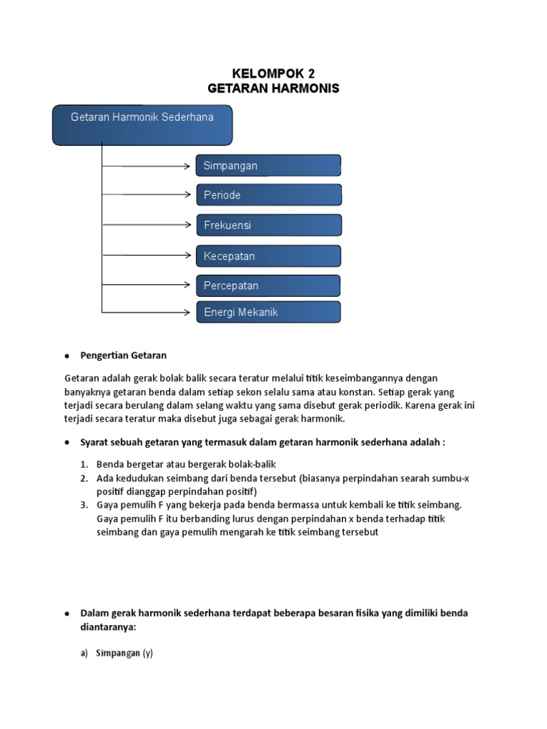 Rangkuman Materi Fisika Kls 10 Getaran Harmonis | PDF