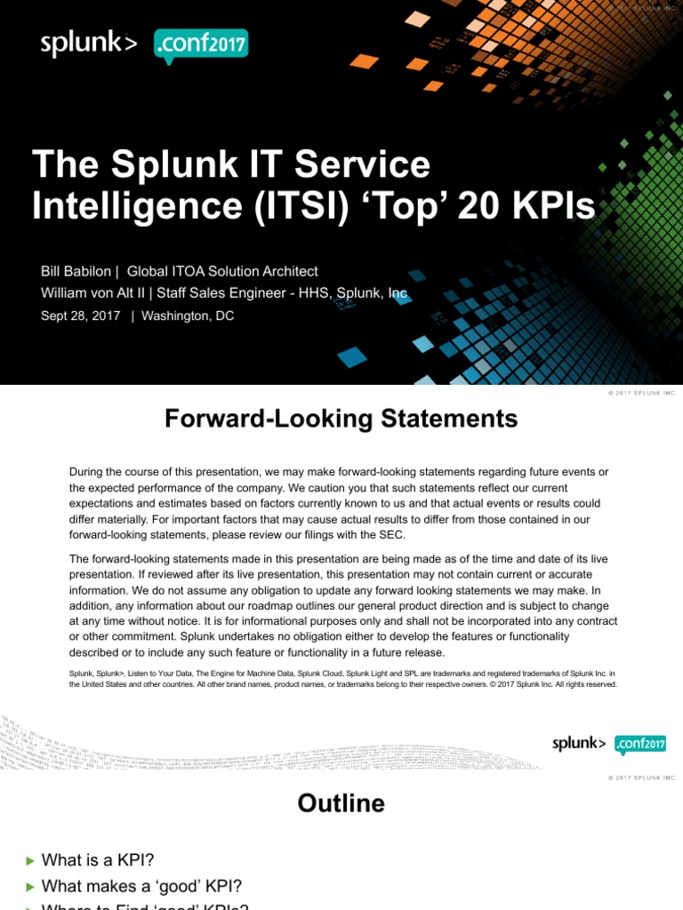 The Splunk It Service Intelligence Itsi Top 20 Kpis | PDF