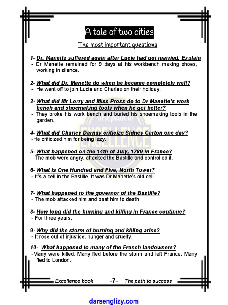 A Tale of 2 Cities 2nd Term (Darsenglizy.com موقع درس انجليزي) | PDF ...