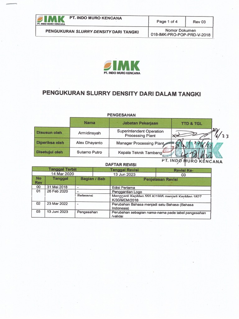 Pengukuran Slurry Density Dalam Tangki | PDF