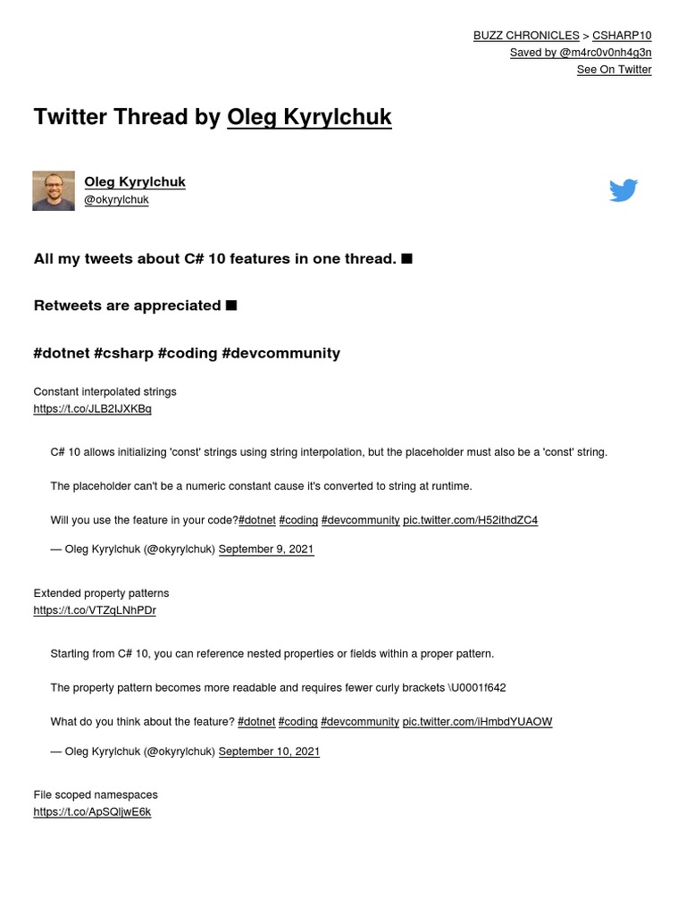 Buzz Chronicles - Thread 18340 | PDF | Anonymous Function | C Sharp (Programming Language)