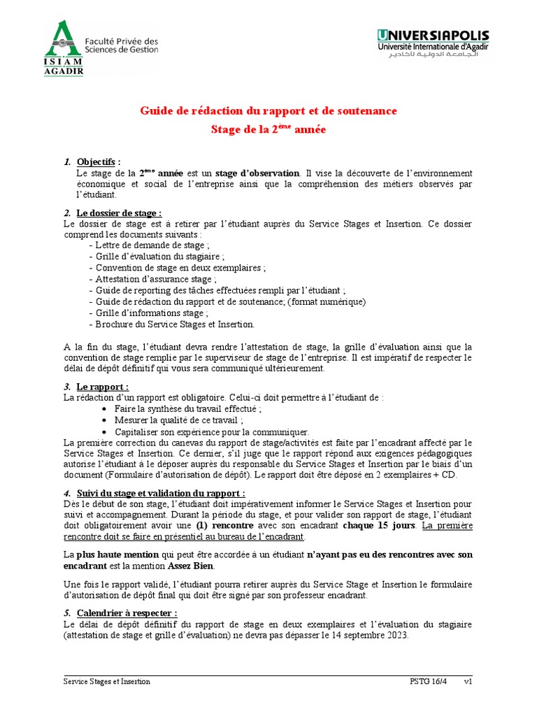 Guide du Rapport de Stage 2nde | PDF | Business | Pédagogie