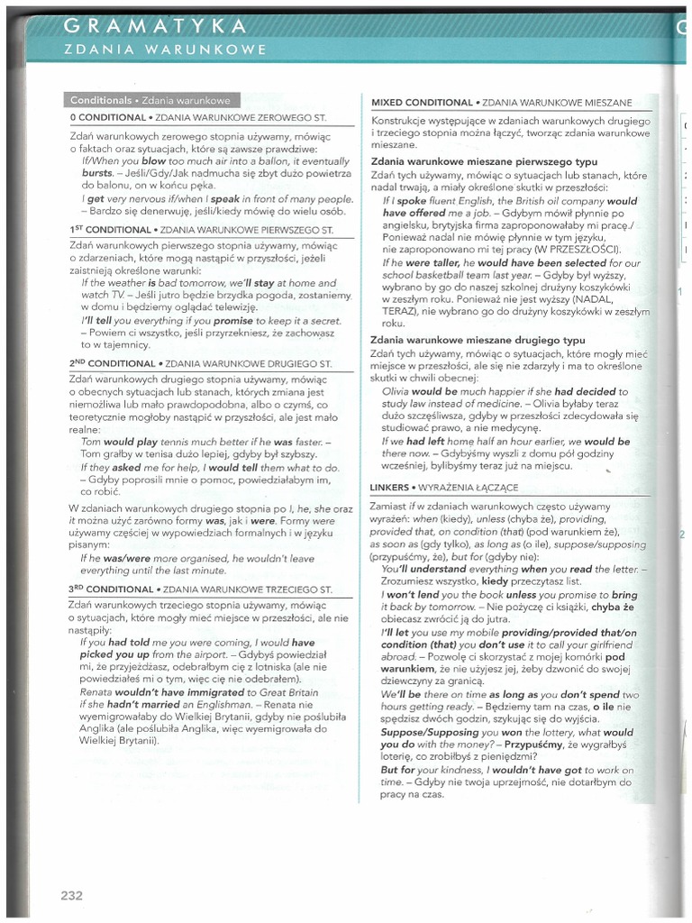 Conditionals - repetytorium - toria i zadania | PDF