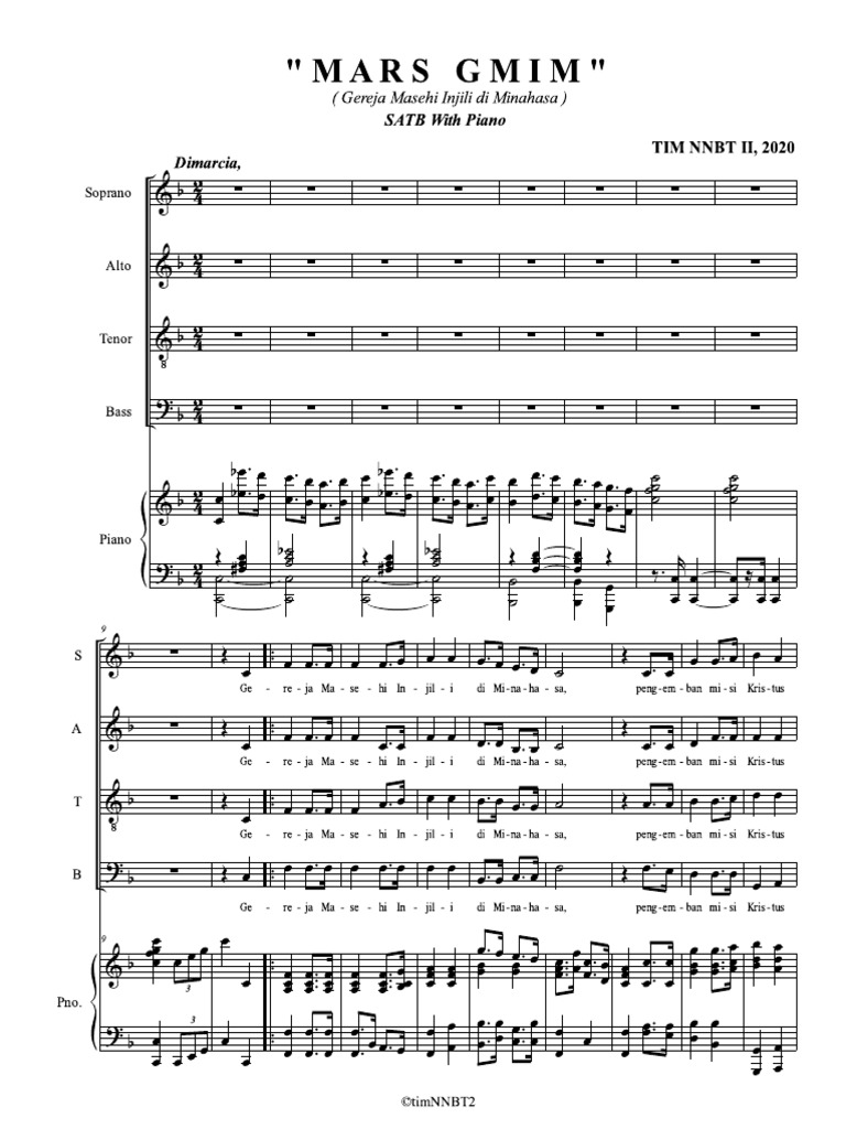 Mars GMIM SATB Not Balok Plus Piano | PDF