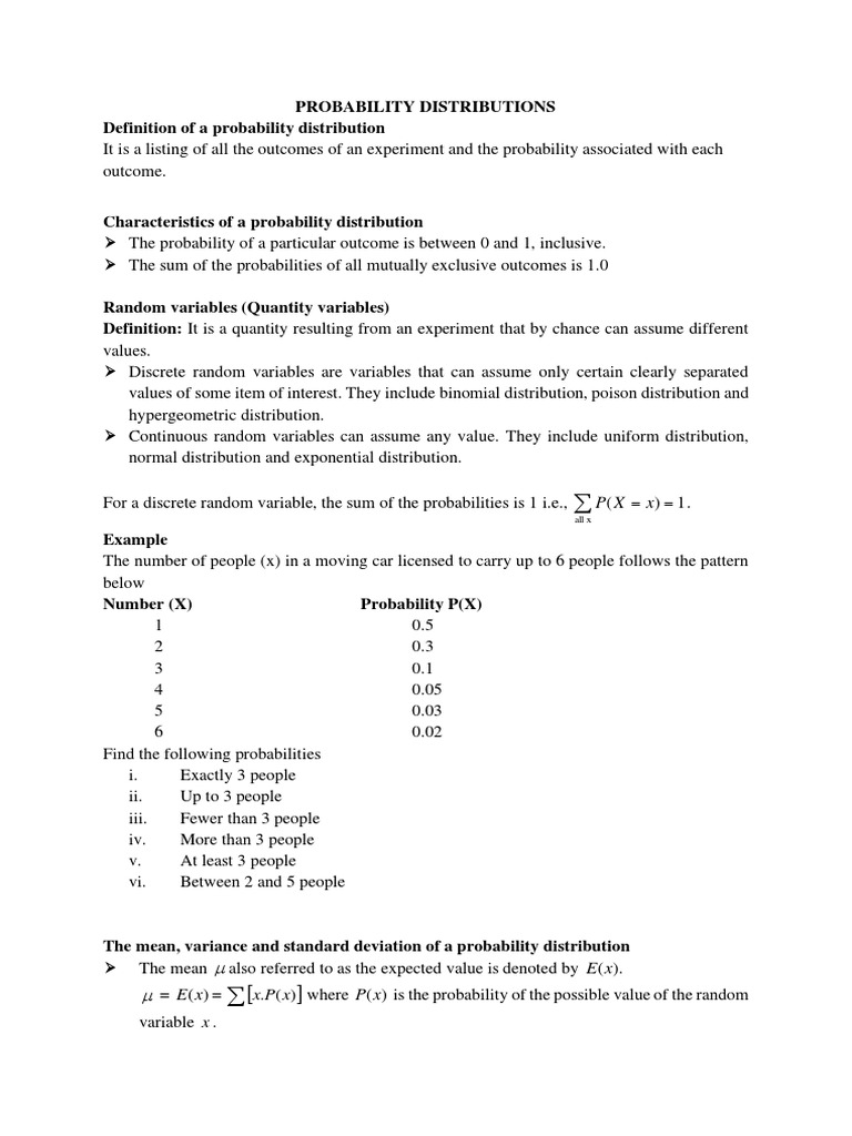 Probability Distributions | Download Free PDF | Probability ...