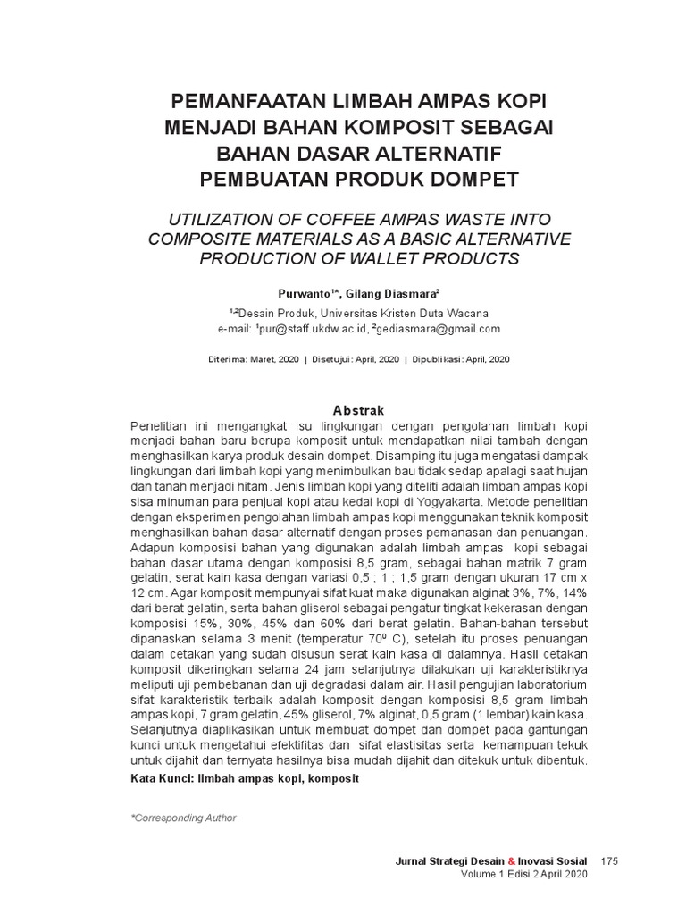 Pemanfaatan Limbah Ampas Kopi Menjadi Bahan Komposit | PDF