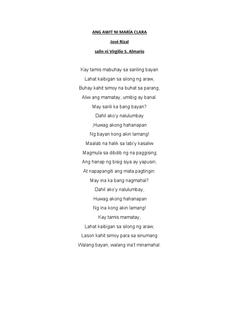 Ang Awit Ni María Clara | PDF
