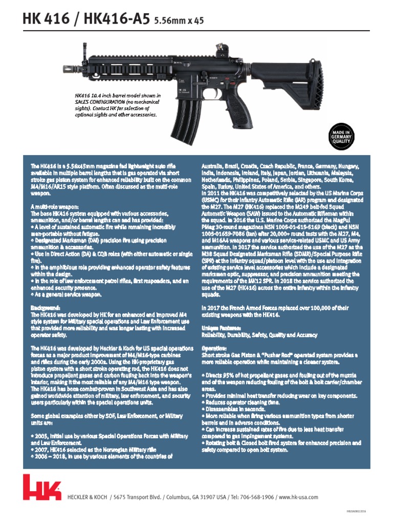 HK416 HK416 A5 Info Sheet | PDF