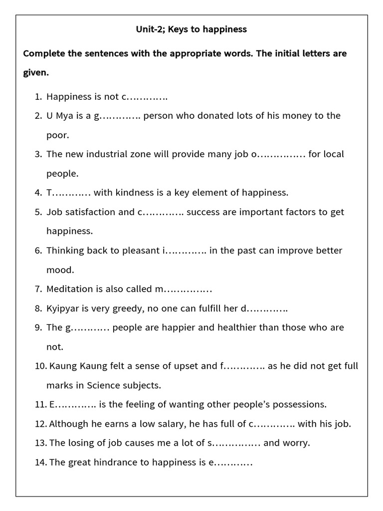 Unit 2 | PDF | Happiness | Feeling