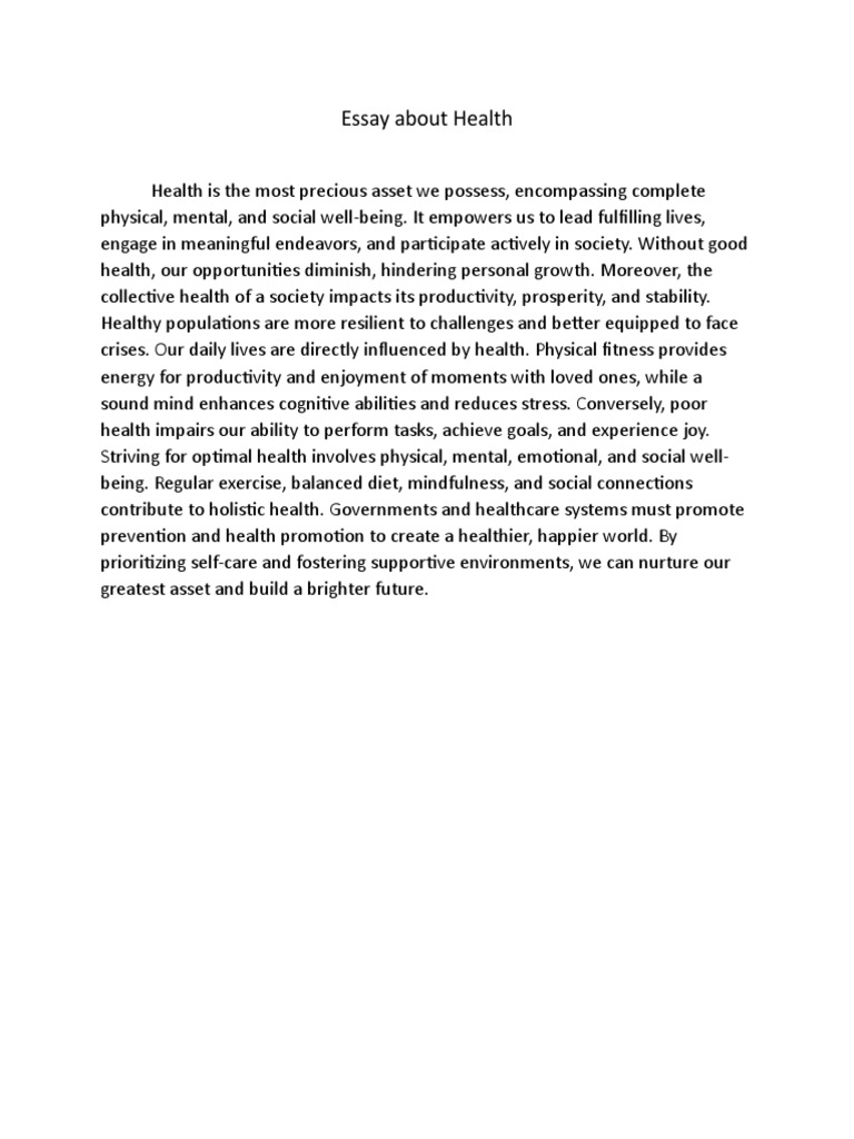 Essay About Health | PDF