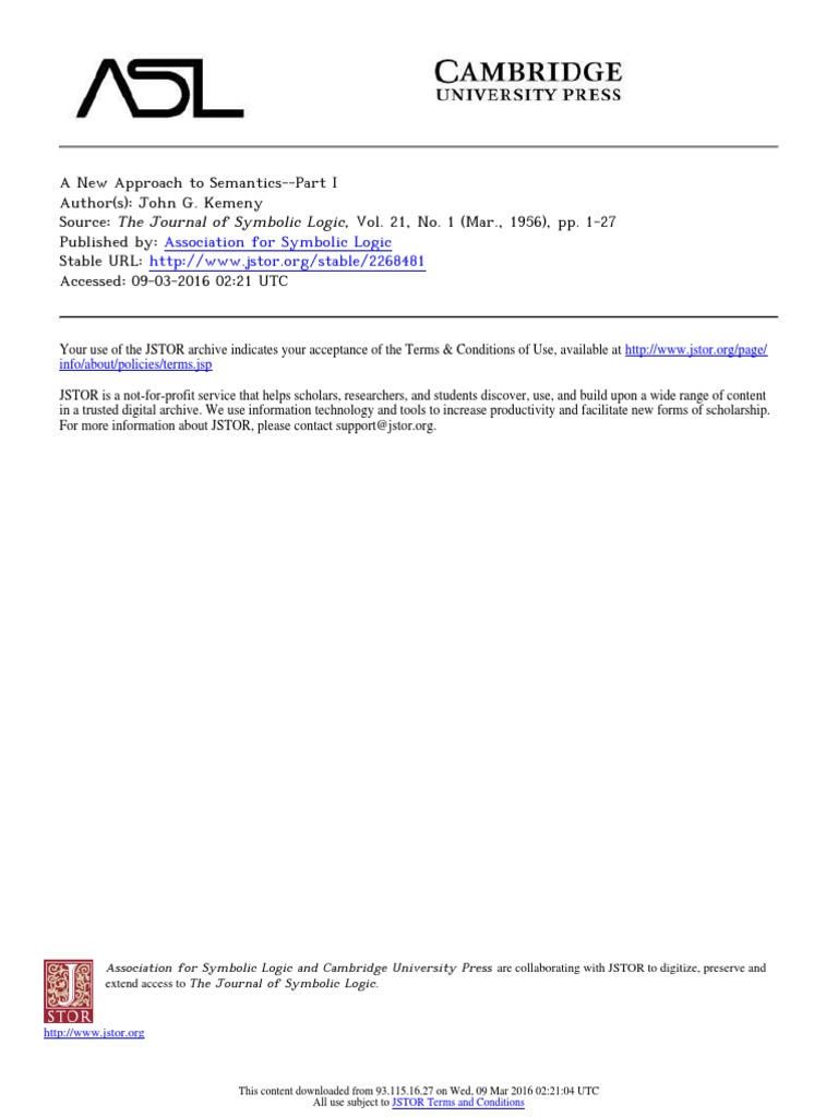 A New Approach To Semantics Part I Download Free Pdf Interpretation Logic Truth