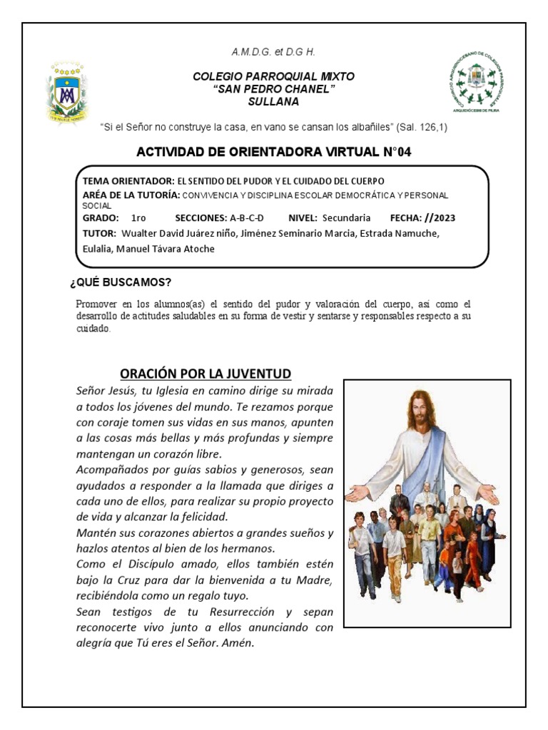 TUTORIA SESION 04 El Pudor y El Cuidado Del Cuerpo | PDF