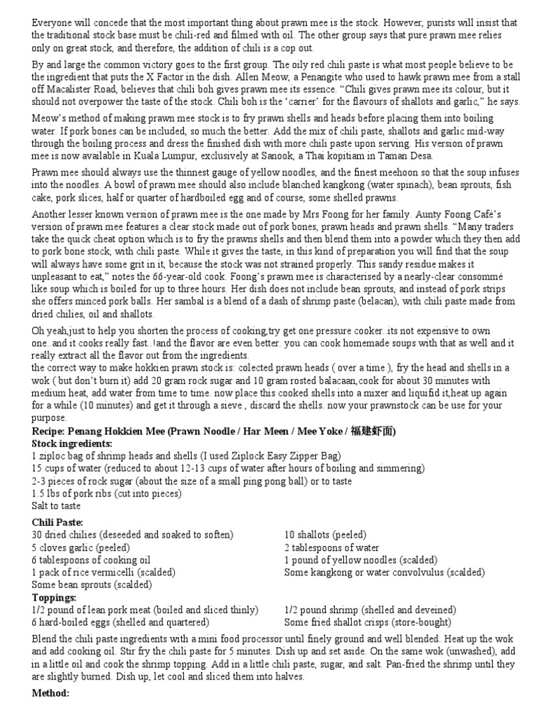 Authentic Hokkien Prawn Mee Recipe | PDF | Cooking | Cuisine